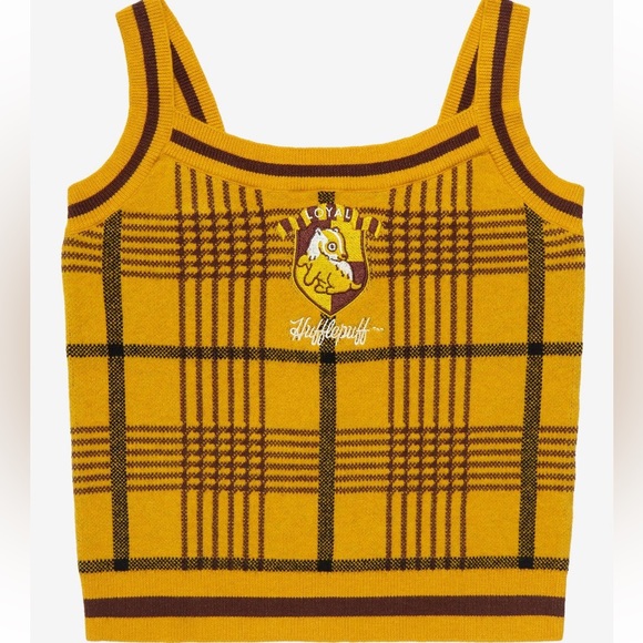 Hot Topic | Tops | Harry Potter Hufflepuff Plaid Knit Tank Top Boxlunch ...